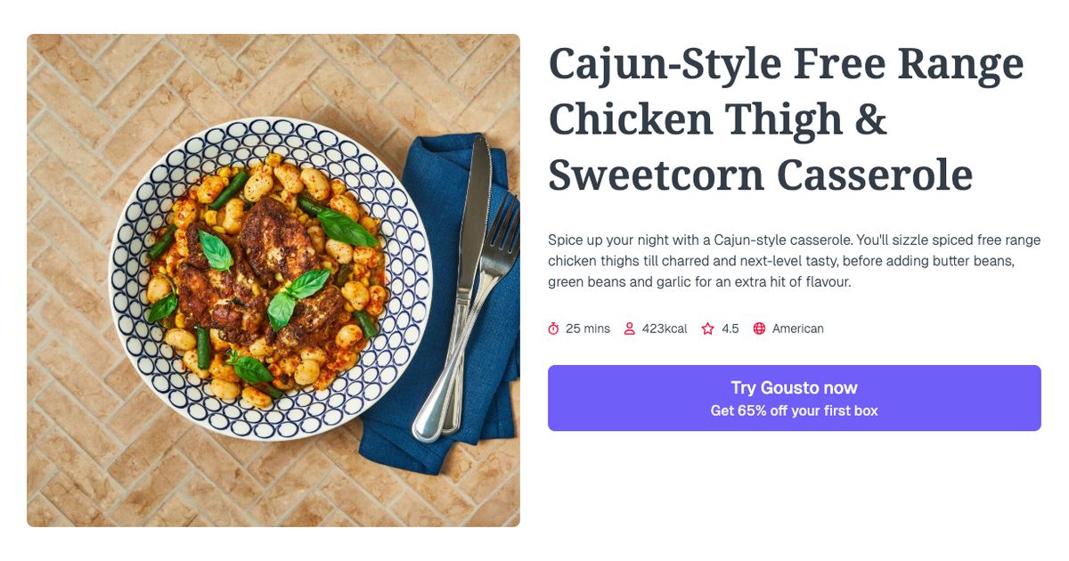 Cajun-Style Free Range Chicken Thigh & Sweetcorn Casserole (25 mins ...