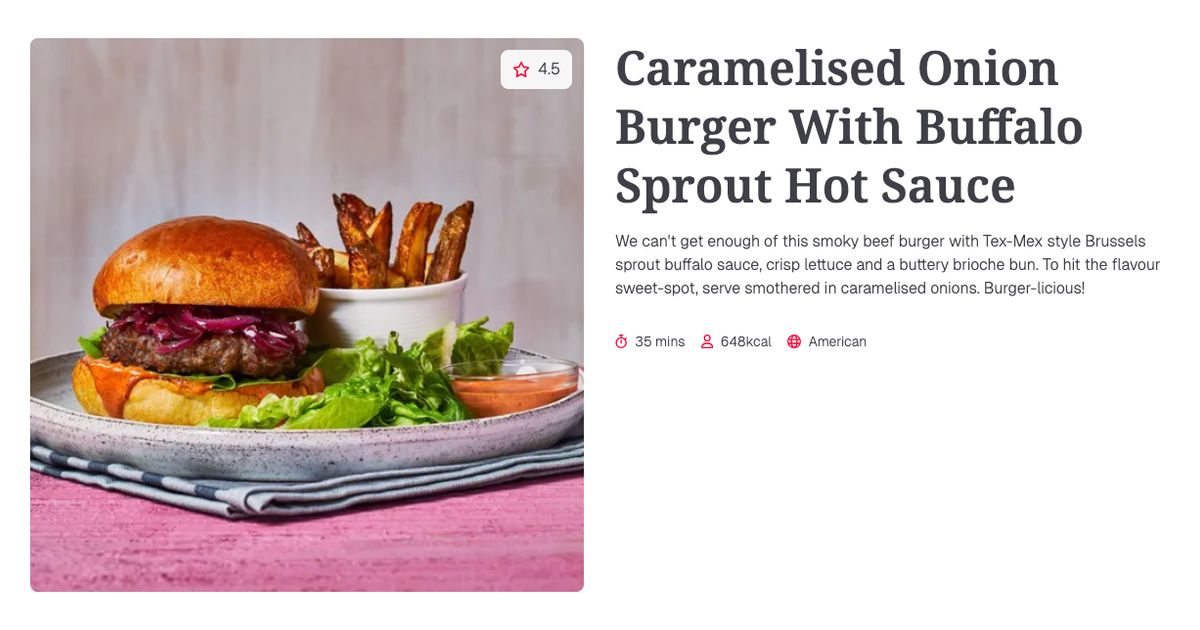 Caramelised Onion Burger With Buffalo Sprout Hot Sauce (35 mins ...