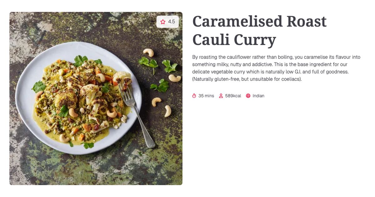 Caramelised Roast Cauli Curry (35 mins) | Gousto Recipe Search
