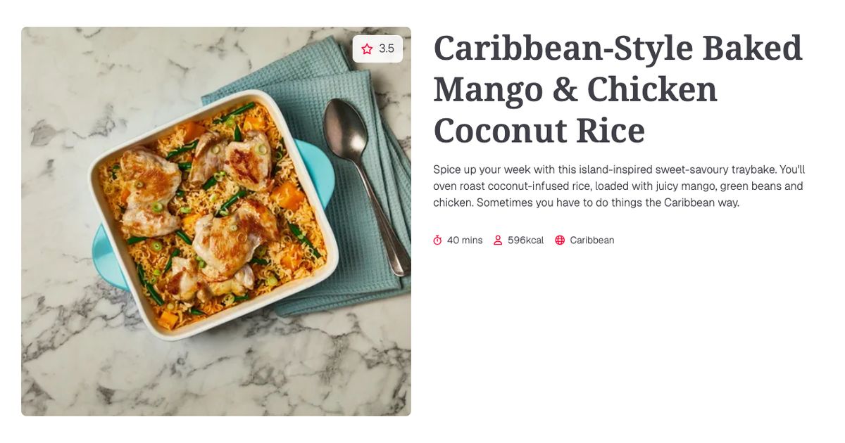 Caribbean-Style Baked Mango & Chicken Coconut Rice (40 mins) | Gousto ...