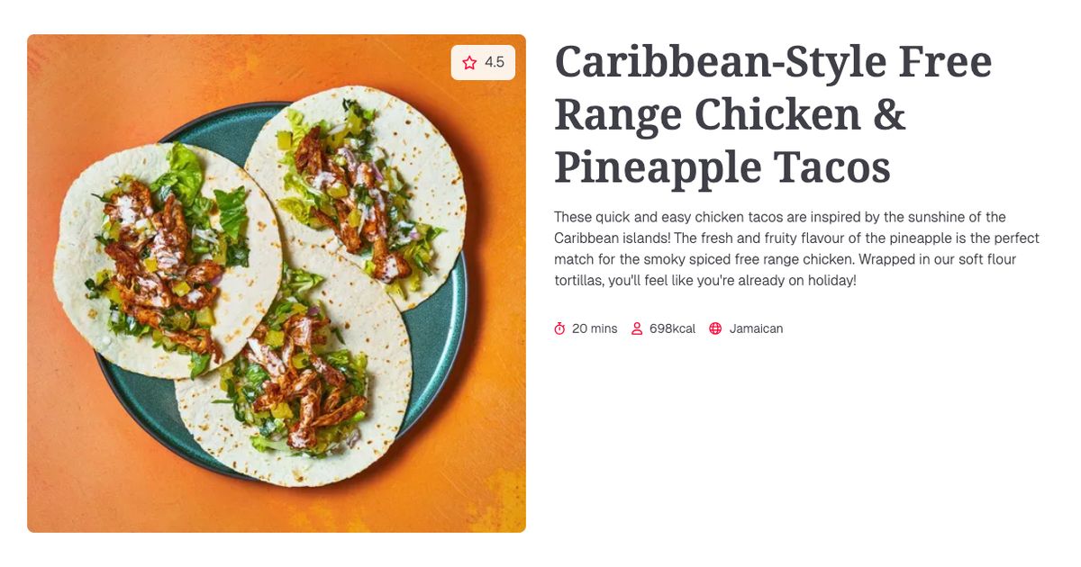 Caribbean-Style Free Range Chicken & Pineapple Tacos (20 mins) | Gousto ...