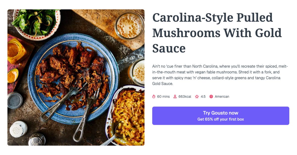 Carolina-Style Pulled Mushrooms With Gold Sauce (60 mins) | Gousto ...