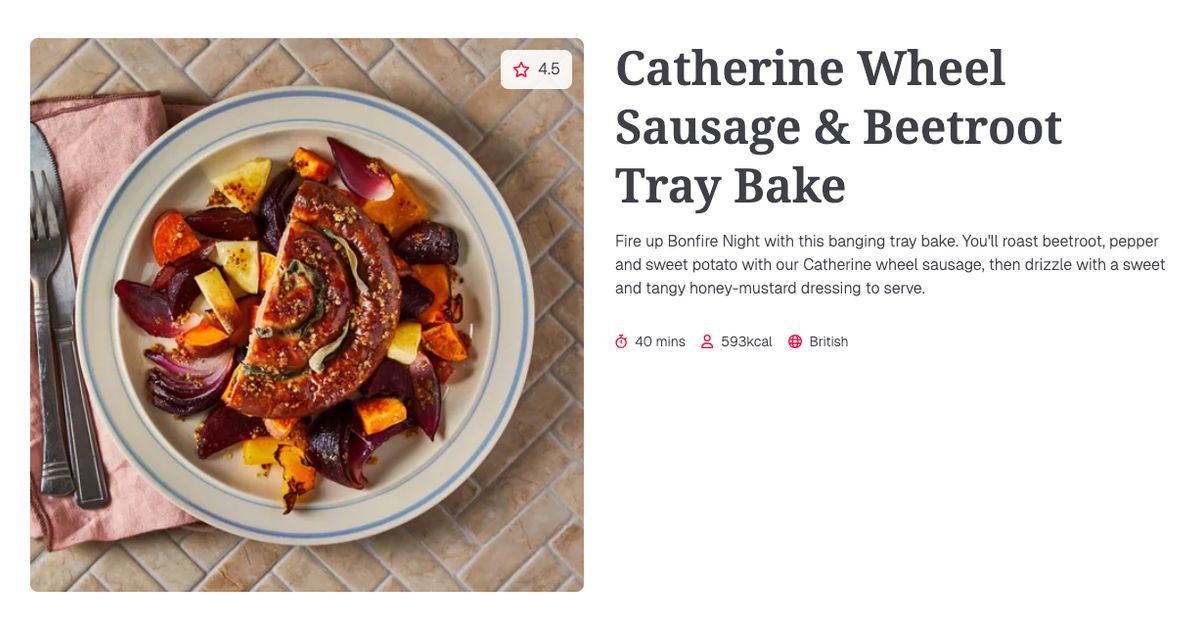 Catherine Wheel Sausage & Beetroot Tray Bake (40 mins) | Gousto Recipe ...