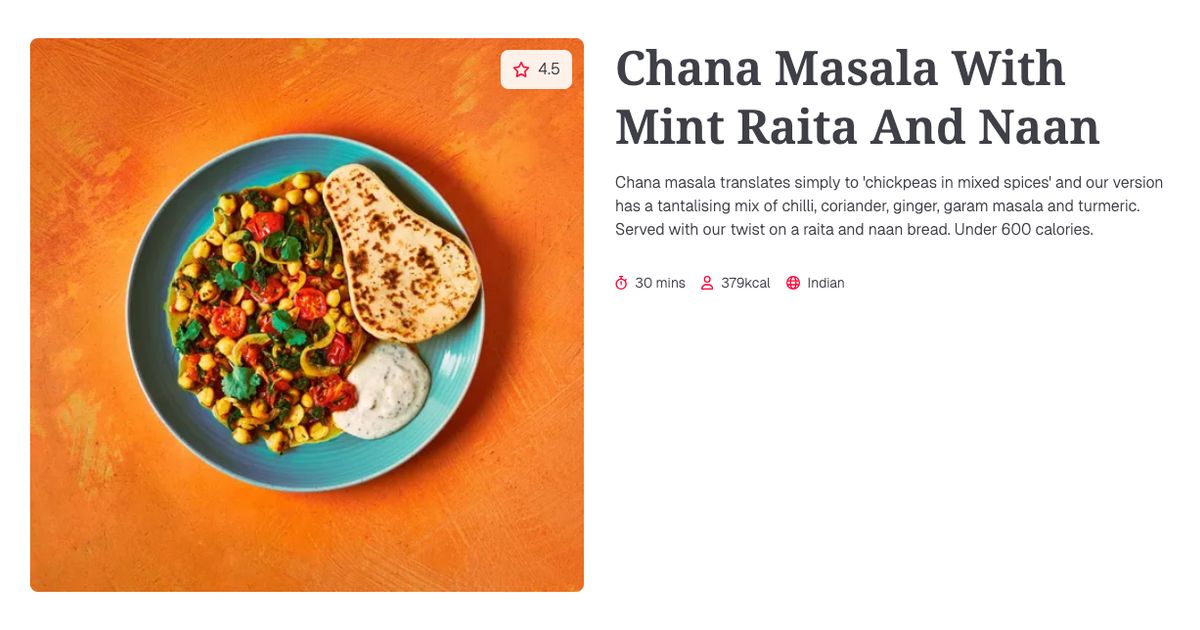 Chana Masala With Mint Raita And Naan (30 mins) | Gousto Recipe Search