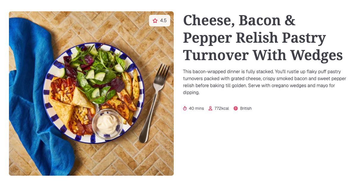 Cheese, Bacon & Pepper Relish Pastry Turnover With Wedges (40 mins ...