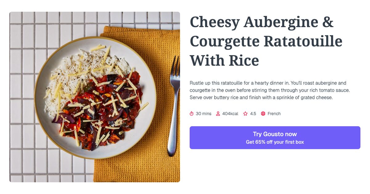 Cheesy Aubergine & Courgette Ratatouille With Rice (30 mins) | Gousto ...