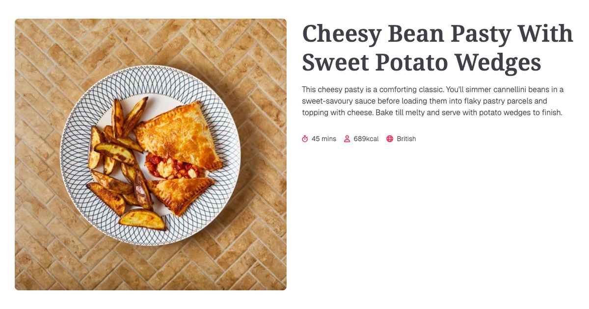 Cheesy Bean Pasty With Sweet Potato Wedges (45 mins) | Gousto Recipe Search