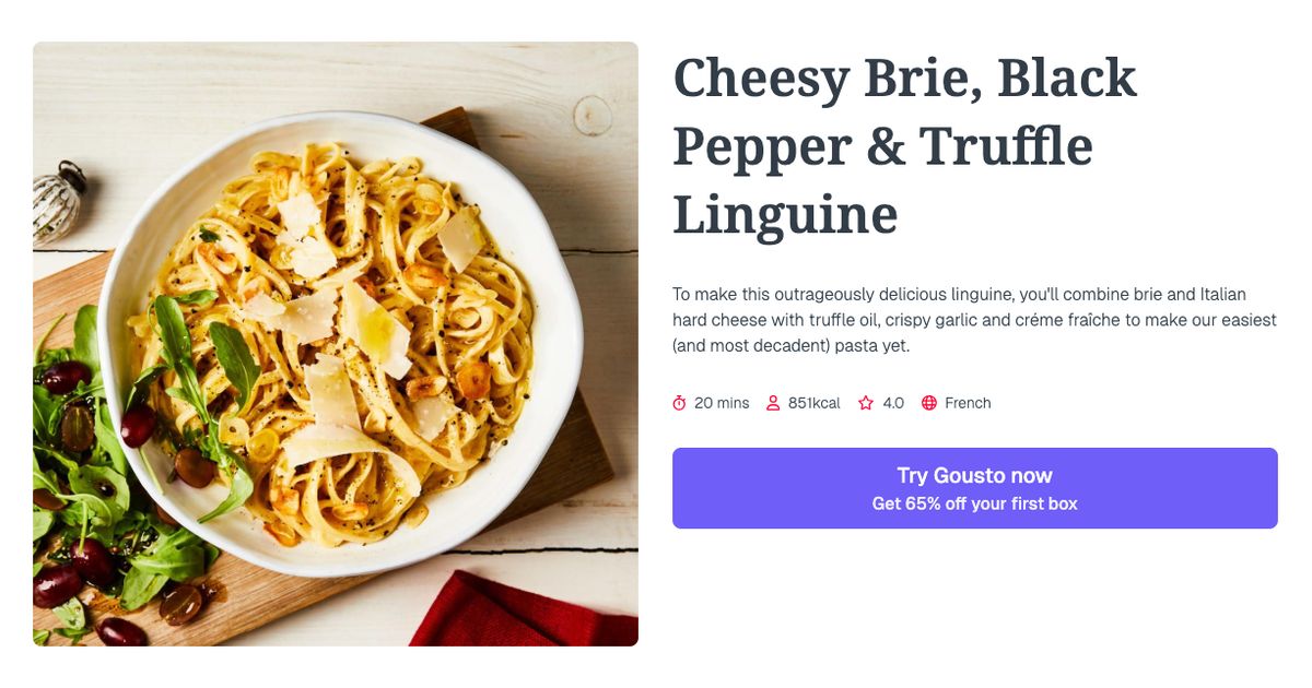 Cheesy Brie, Black Pepper & Truffle Linguine (20 mins) | Gousto Recipe ...
