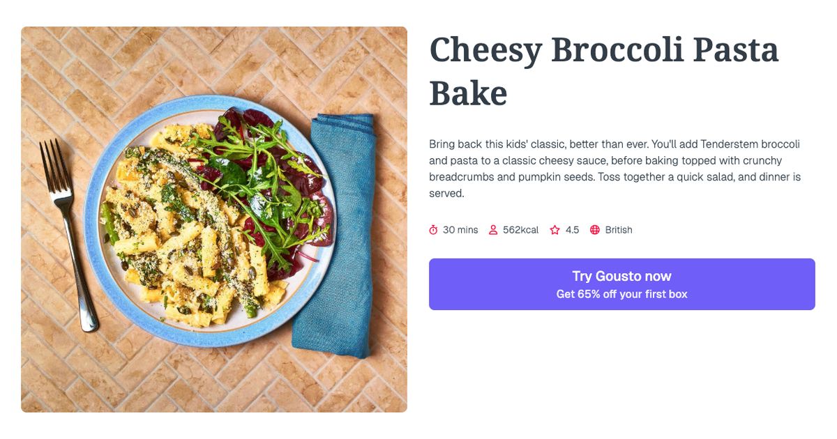 Cheesy Broccoli Pasta Bake (30 mins) | Gousto Recipe Search