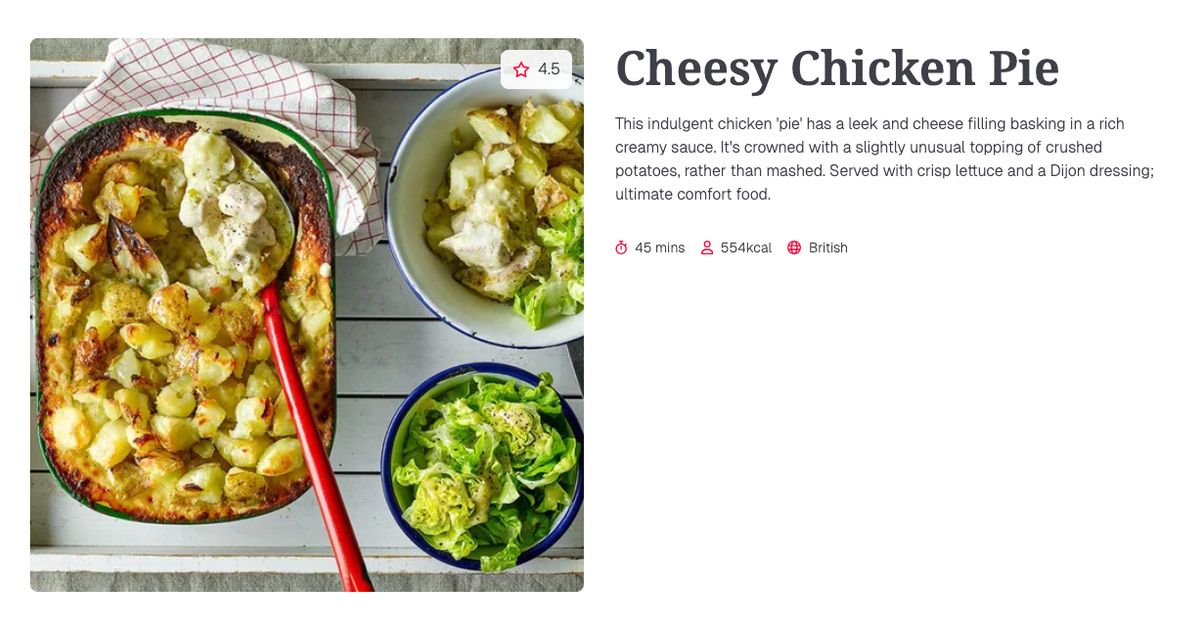 Cheesy Chicken Pie (45 mins) | Gousto Recipe Search