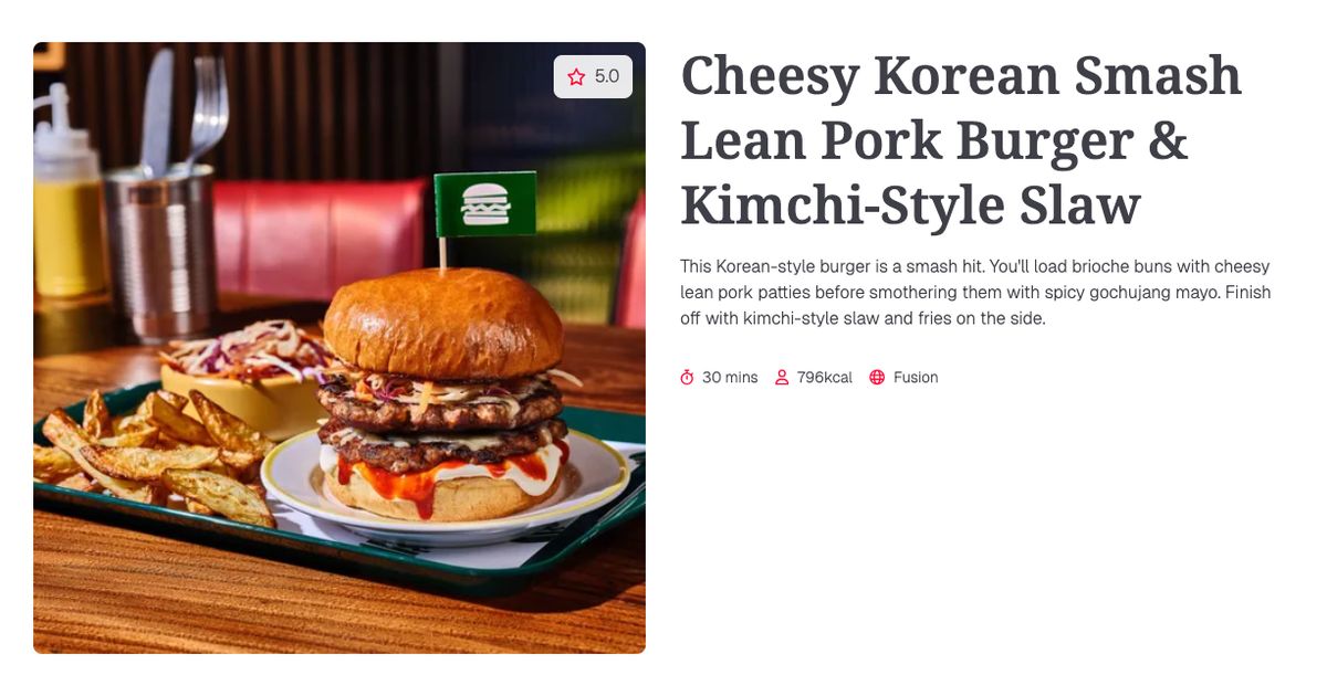Cheesy Korean Smash Lean Pork Burger & Kimchi-Style Slaw (30 mins ...