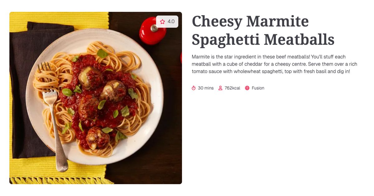 Cheesy Marmite Spaghetti Meatballs (30 mins) | Gousto Recipe Search