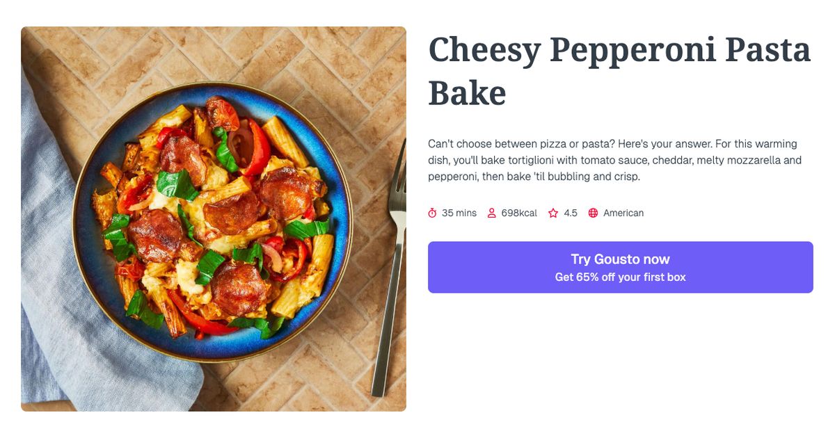 Cheesy Pepperoni Pasta Bake (35 mins) | Gousto Recipe Search