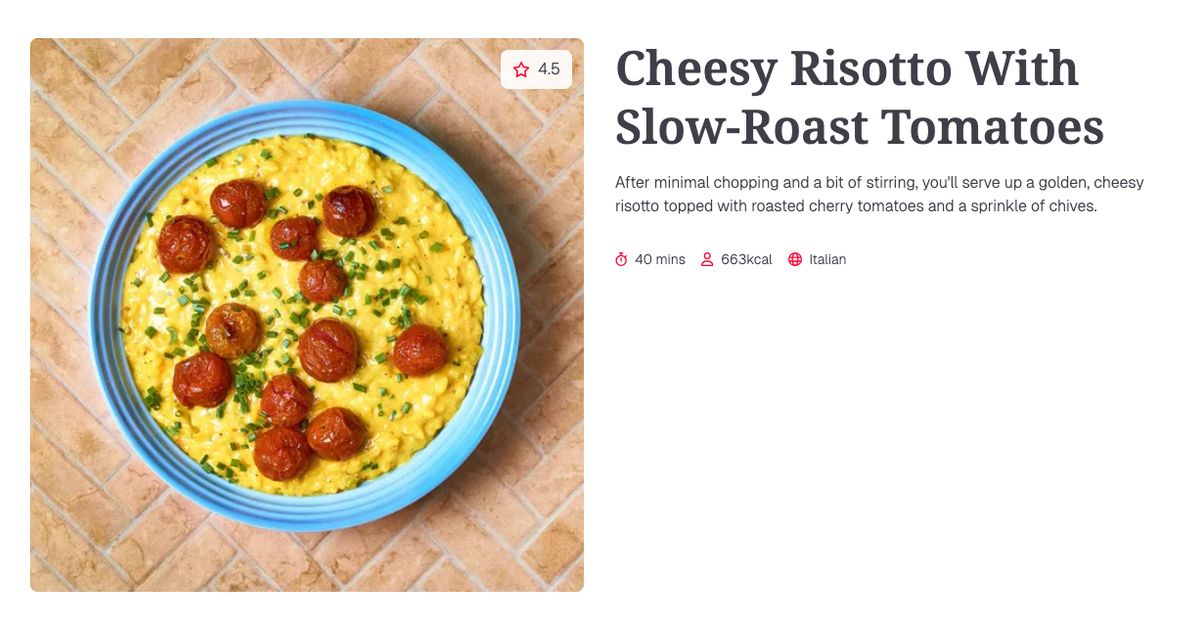 Cheesy Risotto With Slow-Roast Tomatoes (40 mins) | Gousto Recipe Search