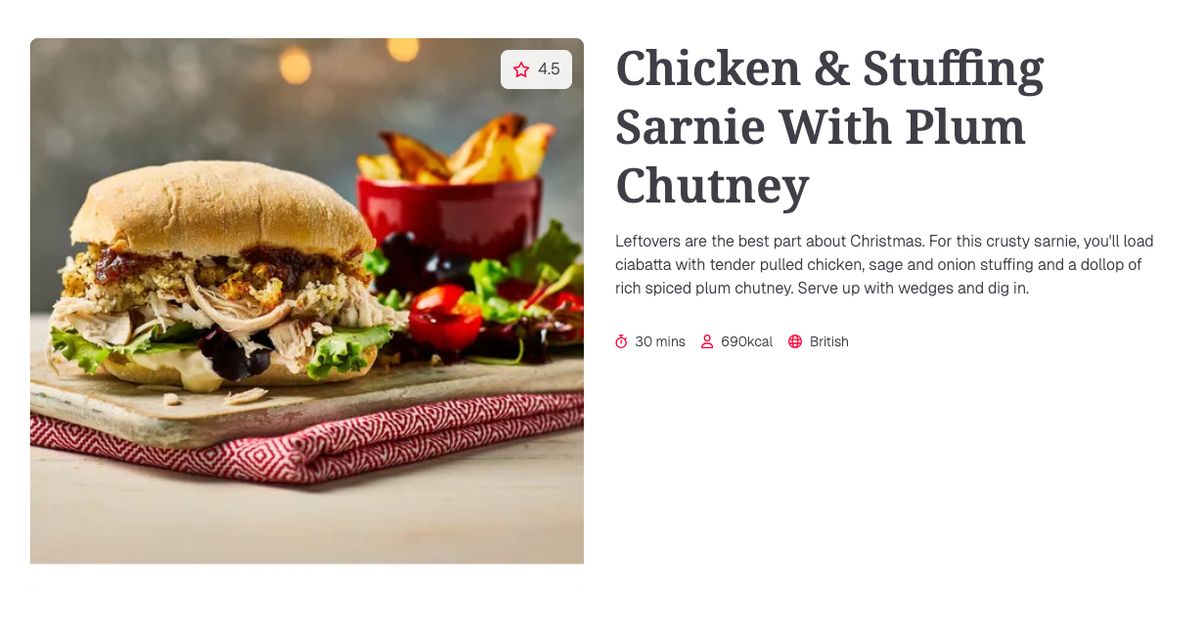 Chicken & Stuffing Sarnie With Plum Chutney (30 mins) | Gousto Recipe ...