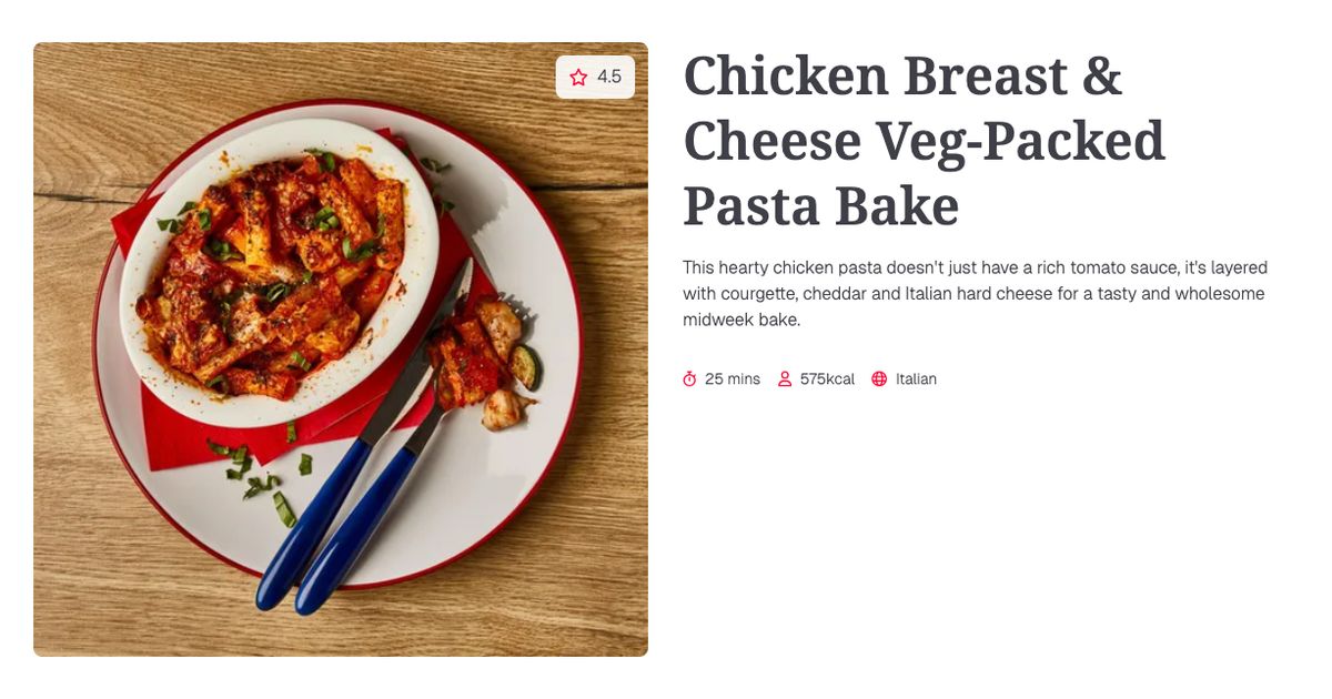 Chicken Breast & Cheese Veg-Packed Pasta Bake (25 mins) | Gousto Recipe ...