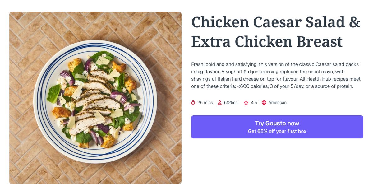 Chicken Caesar Salad & Extra Chicken Breast (25 mins) | Gousto Recipe Search