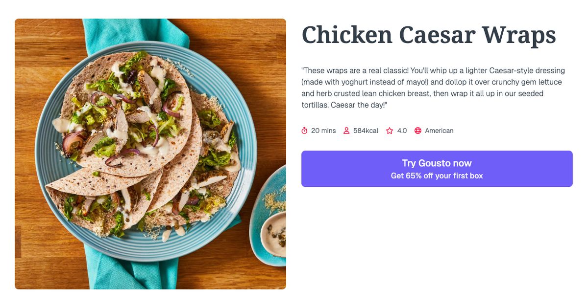 Chicken Caesar Wraps (20 mins) | Gousto Recipe Search