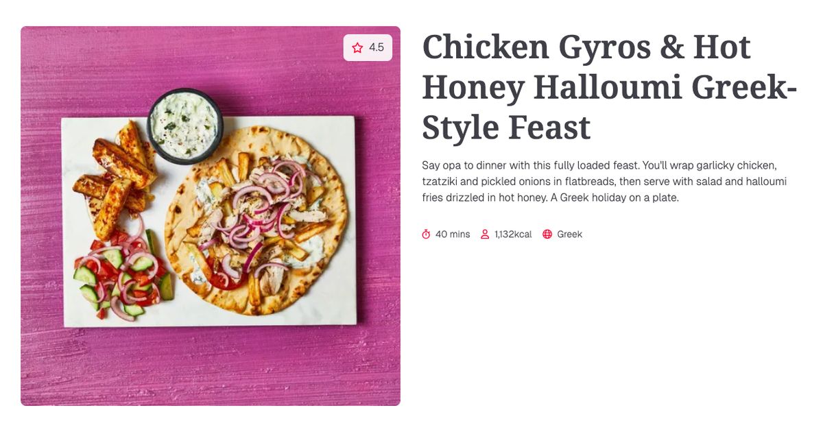 Chicken Gyros & Hot Honey Halloumi Greek-Style Feast (40 mins) | Gousto ...