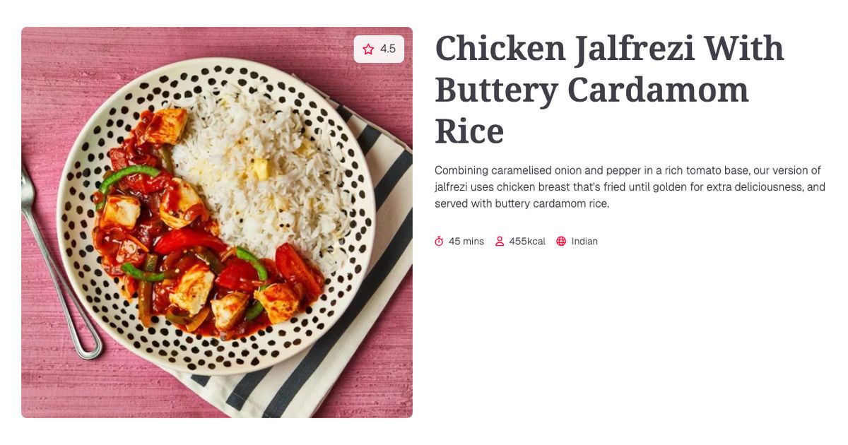 Chicken Jalfrezi With Buttery Cardamom Rice (45 mins) | Gousto Recipe ...