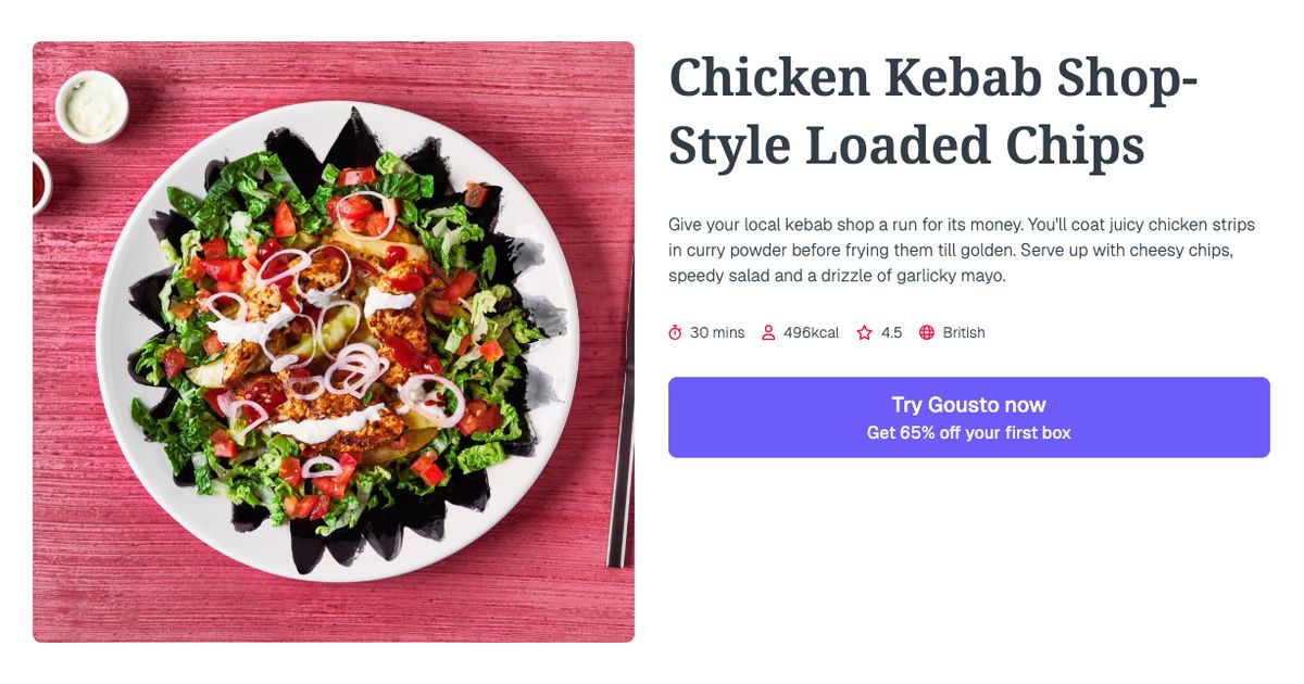 Chicken Kebab Shop-Style Loaded Chips (30 mins) | Gousto Recipe Search