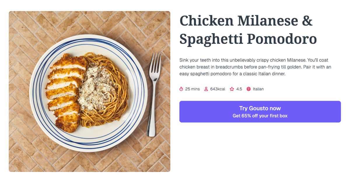 Chicken Milanese & Spaghetti Pomodoro (25 mins) | Gousto Recipe Search