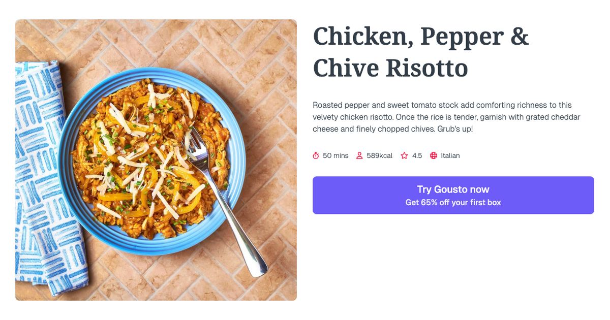 Chicken, Pepper & Chive Risotto (50 mins) | Gousto Recipe Search