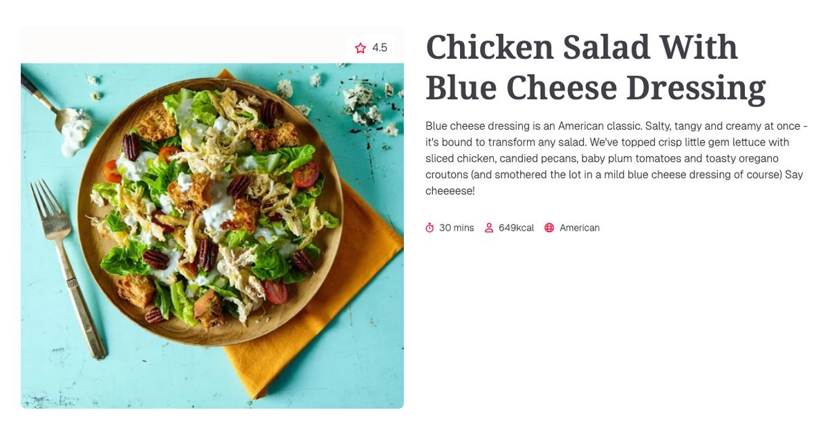 Chicken Salad With Blue Cheese Dressing (30 mins) | Gousto Recipe Search