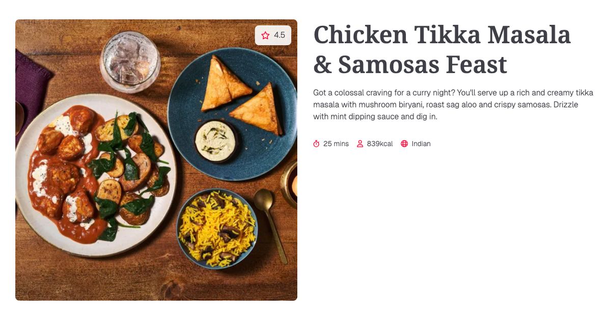 Chicken Tikka Masala & Samosas Feast (25 mins) | Gousto Recipe Search