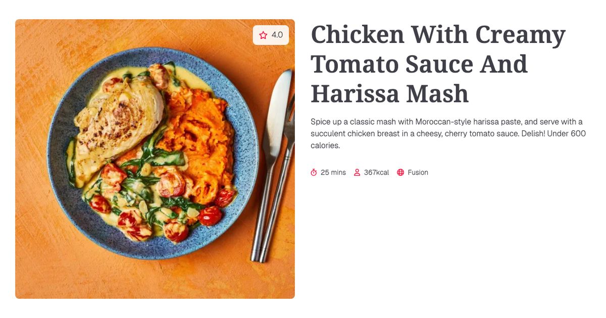 Chicken With Creamy Tomato Sauce And Harissa Mash (25 mins) | Gousto ...