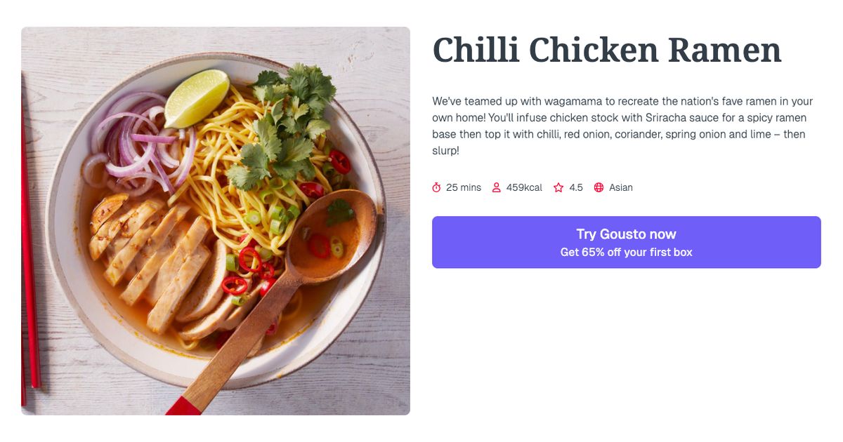 Chilli Chicken Ramen (25 mins) | Gousto Recipe Search