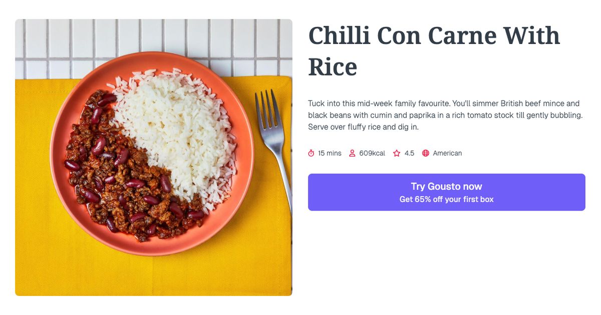 Chilli Con Carne With Rice (15 mins) | Gousto Recipe Search