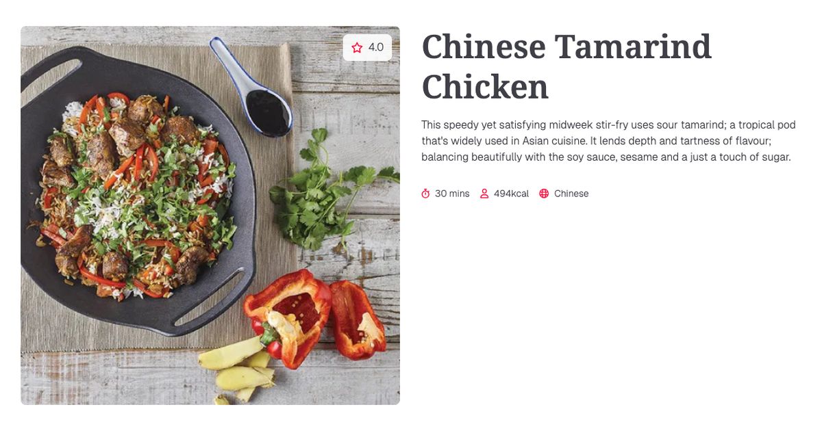 Chinese Tamarind Chicken (30 mins) | Gousto Recipe Search