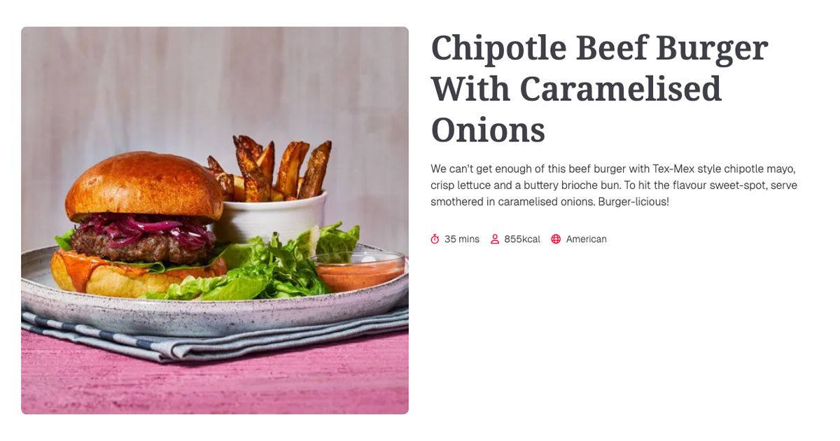 Chipotle Beef Burger With Caramelised Onions (35 mins) | Gousto Recipe ...