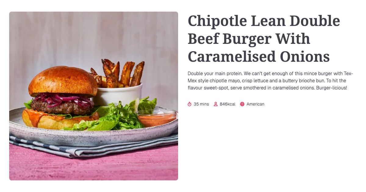 Chipotle Lean Double Beef Burger With Caramelised Onions (35 mins ...