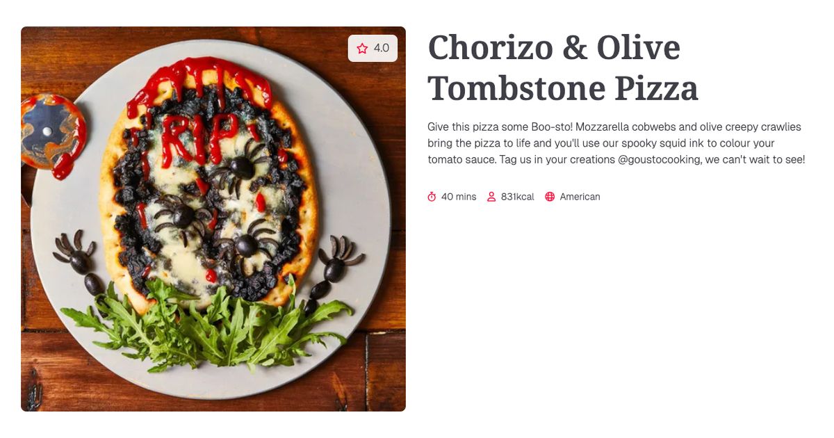 Chorizo & Olive Tombstone Pizza (40 mins) | Gousto Recipe Search