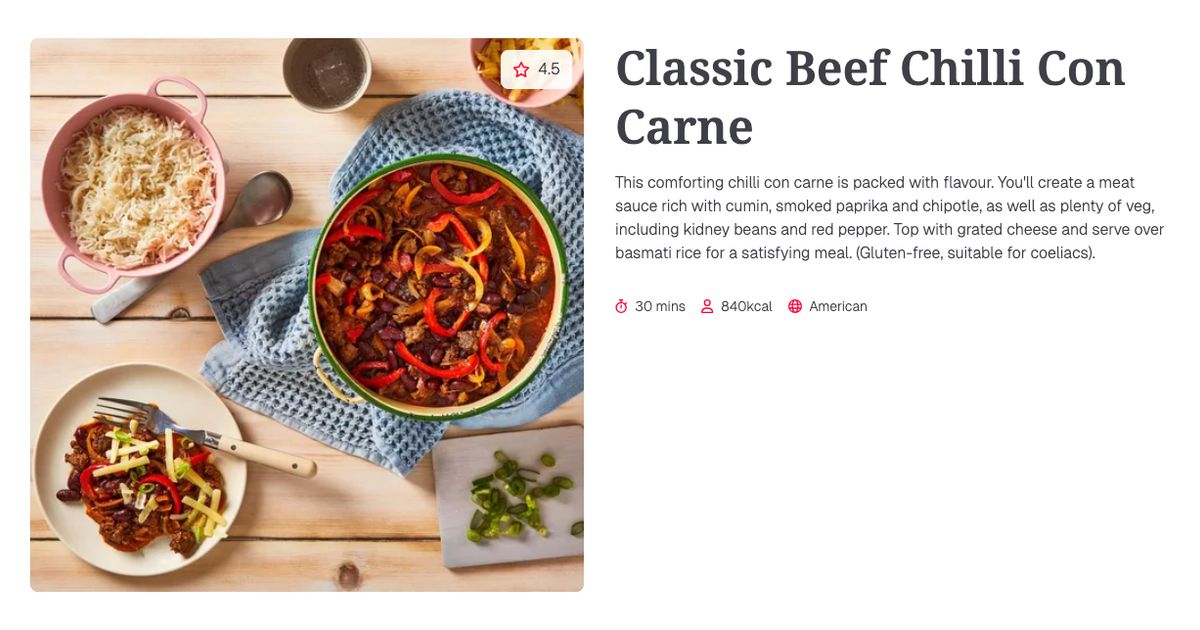 Classic Beef Chilli Con Carne (30 mins) | Gousto Recipe Search