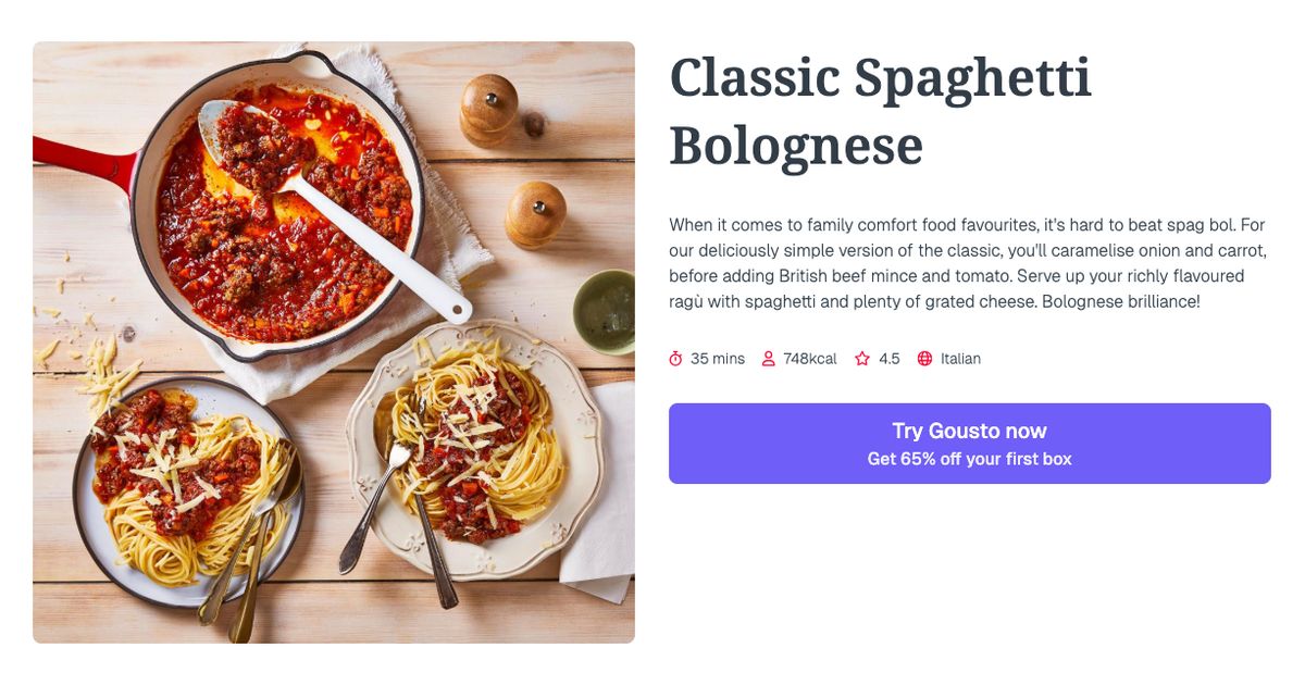 Classic Spaghetti Bolognese (35 mins) | Gousto Recipe Search