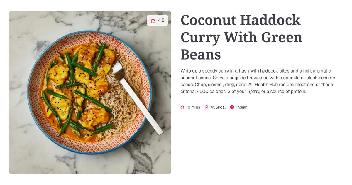 Coconut Haddock Curry With Green Beans (10 mins) | Gousto Recipe Search