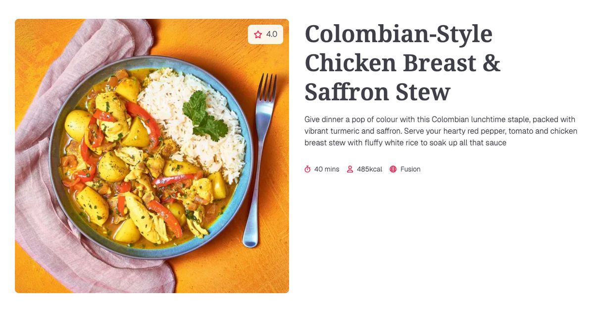Colombian-Style Chicken Breast & Saffron Stew (40 mins) | Gousto Recipe ...