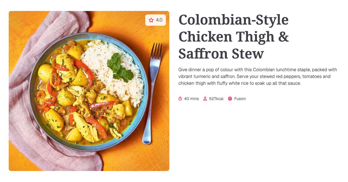 Colombian-Style Chicken Thigh & Saffron Stew (40 mins) | Gousto Recipe ...