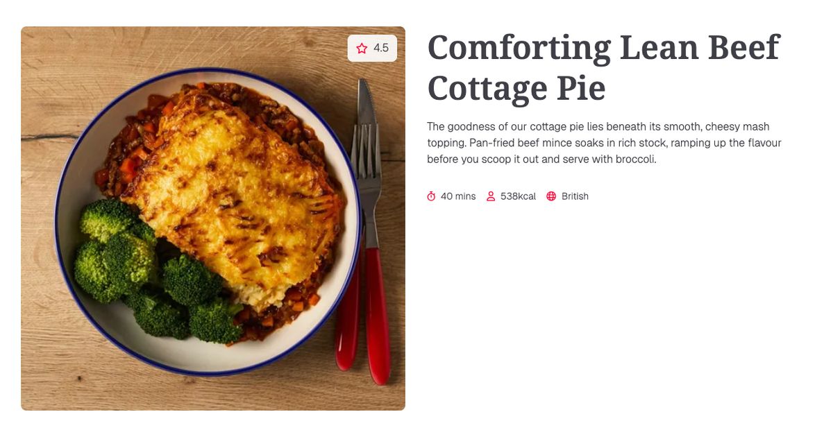 Comforting Lean Beef Cottage Pie (40 mins) | Gousto Recipe Search