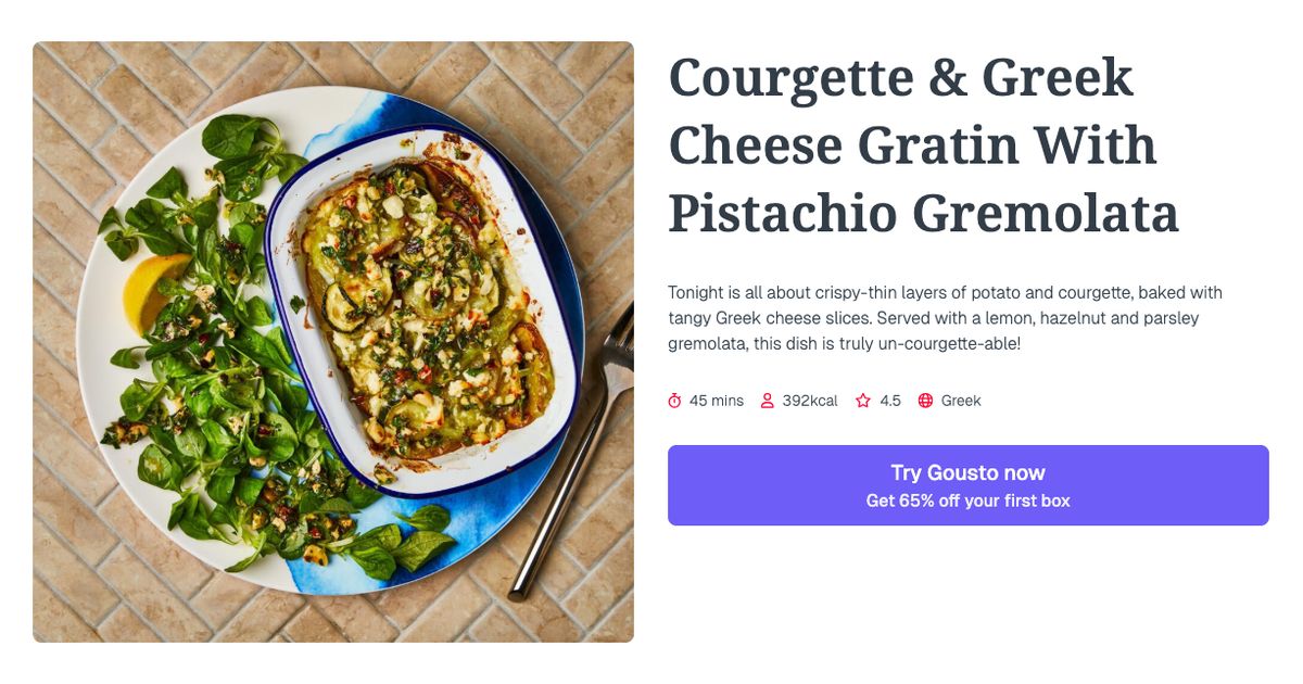 Courgette & Greek Cheese Gratin With Pistachio Gremolata (45 mins ...