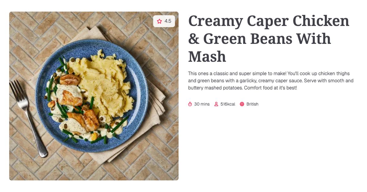 Creamy Caper Chicken & Green Beans With Mash (30 mins) | Gousto Recipe ...