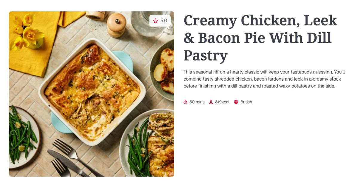 Creamy Chicken, Leek & Bacon Pie With Dill Pastry (50 mins) | Gousto ...