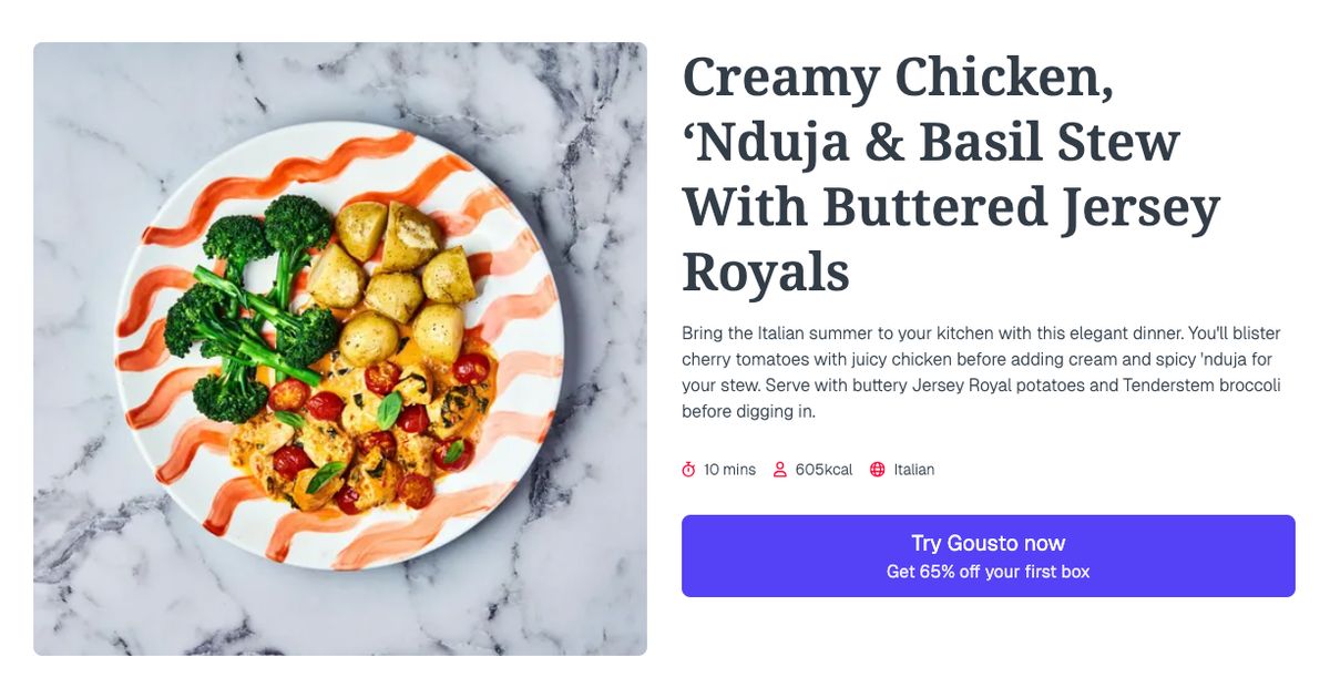 Creamy Chicken, 'Nduja & Basil Stew With Buttered Jersey Royals (10 ...