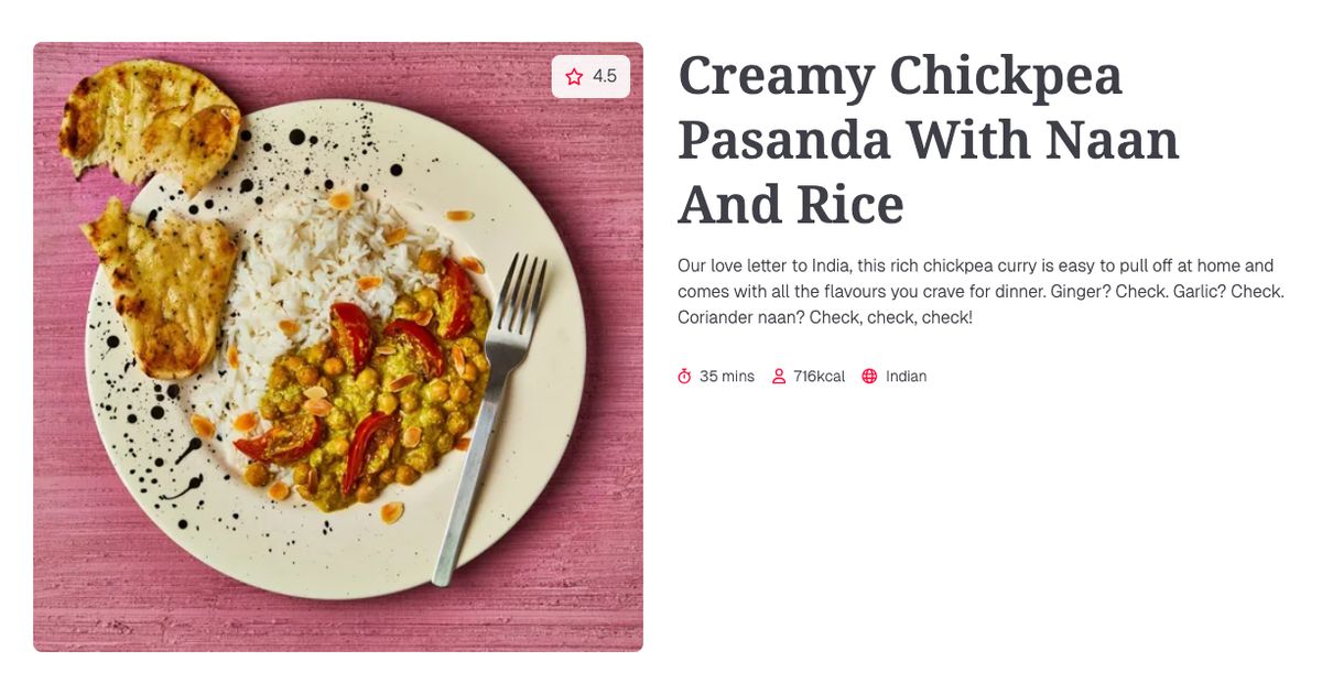 Creamy Chickpea Pasanda With Naan And Rice (35 mins) | Gousto Recipe Search
