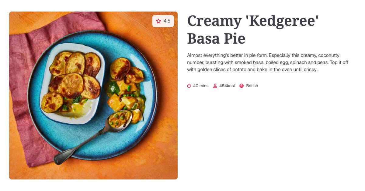 Creamy 'Kedgeree' Basa Pie (40 mins) | Gousto Recipe Search