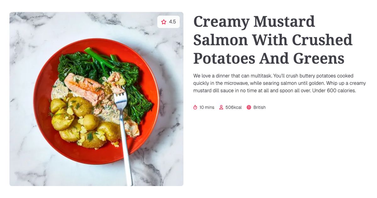 Creamy Mustard Salmon With Crushed Potatoes And Greens (10 mins ...