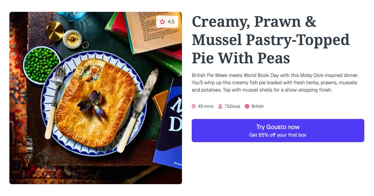 Creamy, Prawn & Mussel Pastry-Topped Pie With Peas (45 mins) | Gousto ...